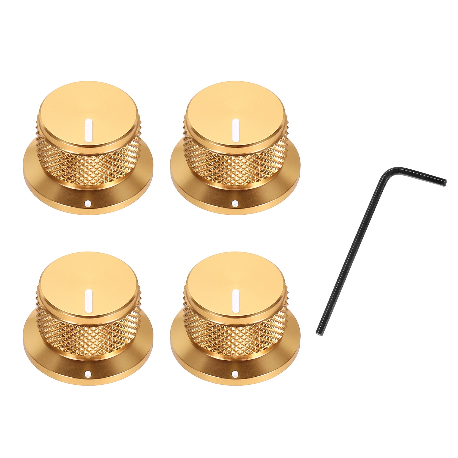 Uxcell 4Pcs Aluminium Knurled Potentiometer Knobs 1/4" Volume Tone Control Top Hat Knob for ...