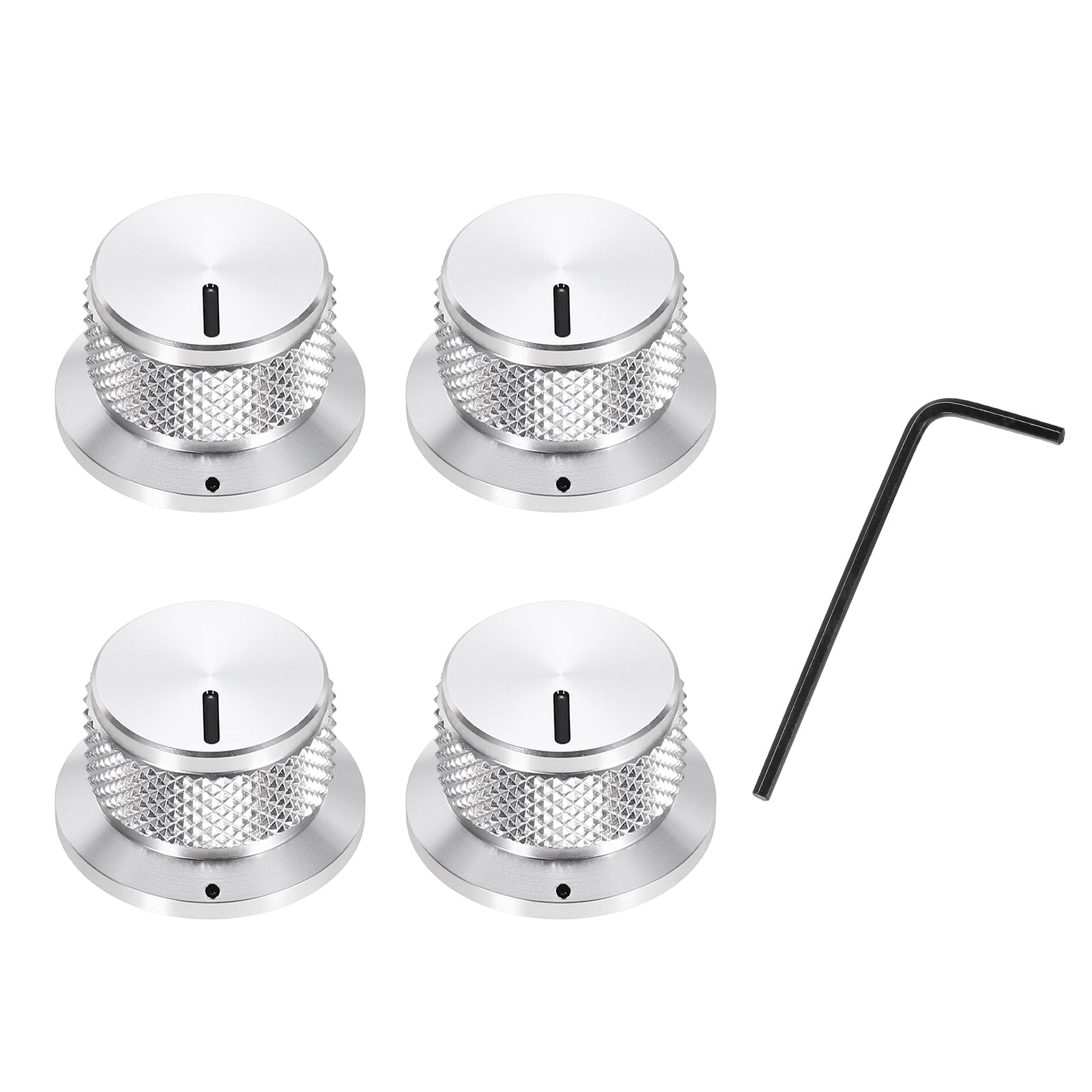 Uxcell 4Pcs Aluminium Knurled Potentiometer Knobs 1/4" Volume Tone Control Top Hat Knob for ...