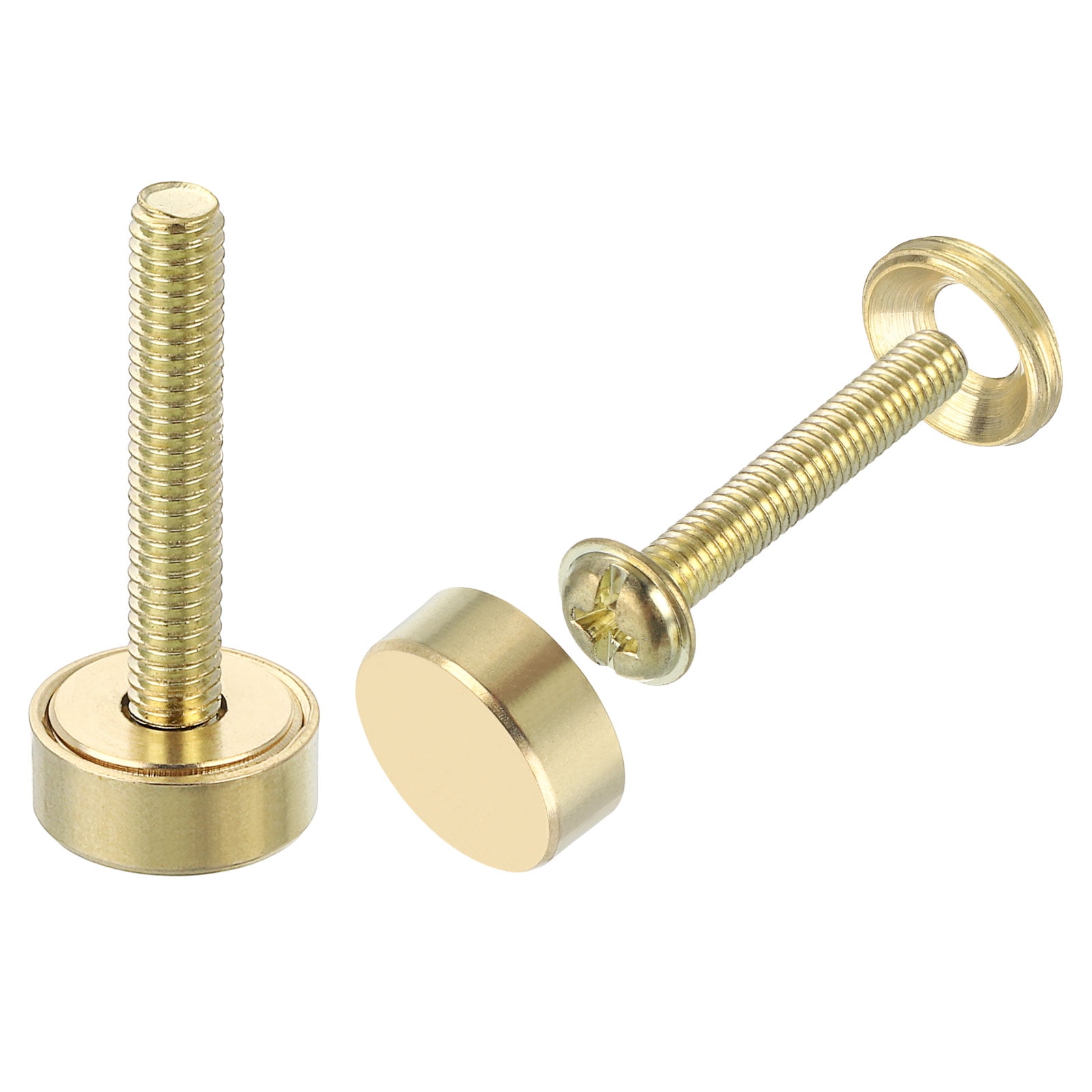 Uxcell 4Pcs Brass Decorative Screws with Caps, 12 mm Mirror Screws Cap ...