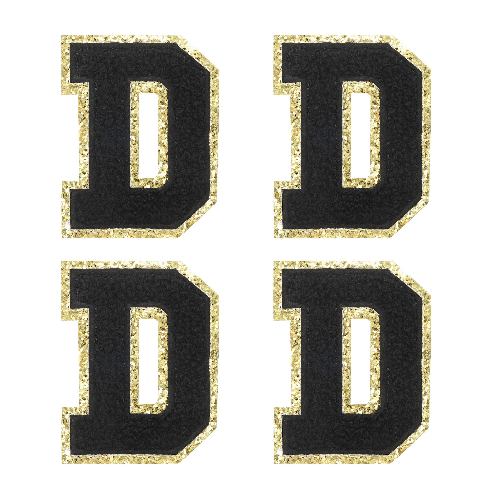 Uxcell 4Pcs Chenille Letter Patches Iron on Letter Patches Black D ...