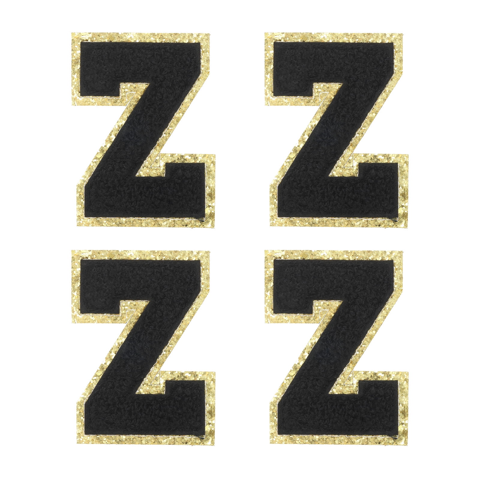 Uxcell 4Pcs Chenille Letter Patches Iron on Letter Patches Black Z ...