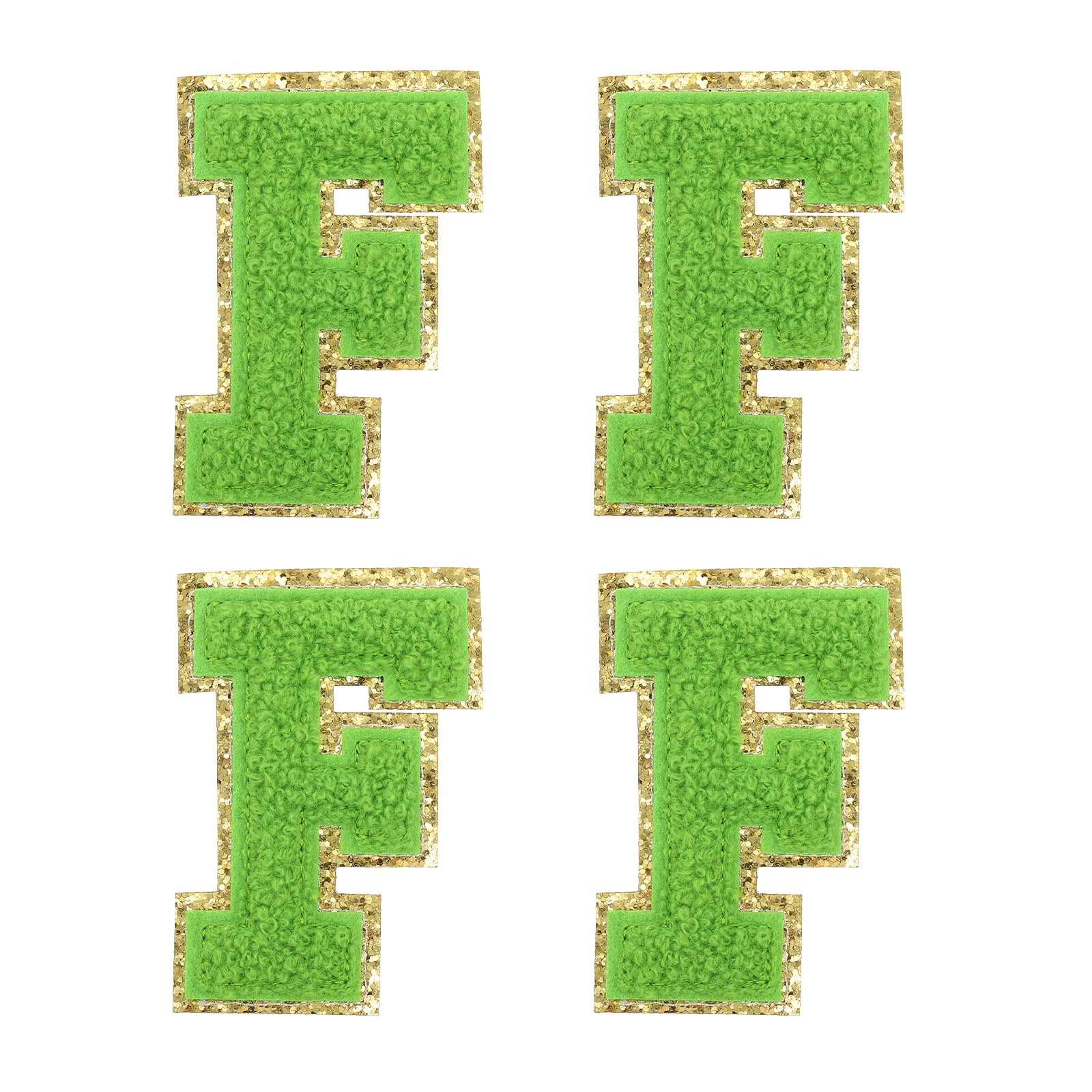 Uxcell 4Pcs Chenille Letter Patches Iron on Letter Patches Green F ...