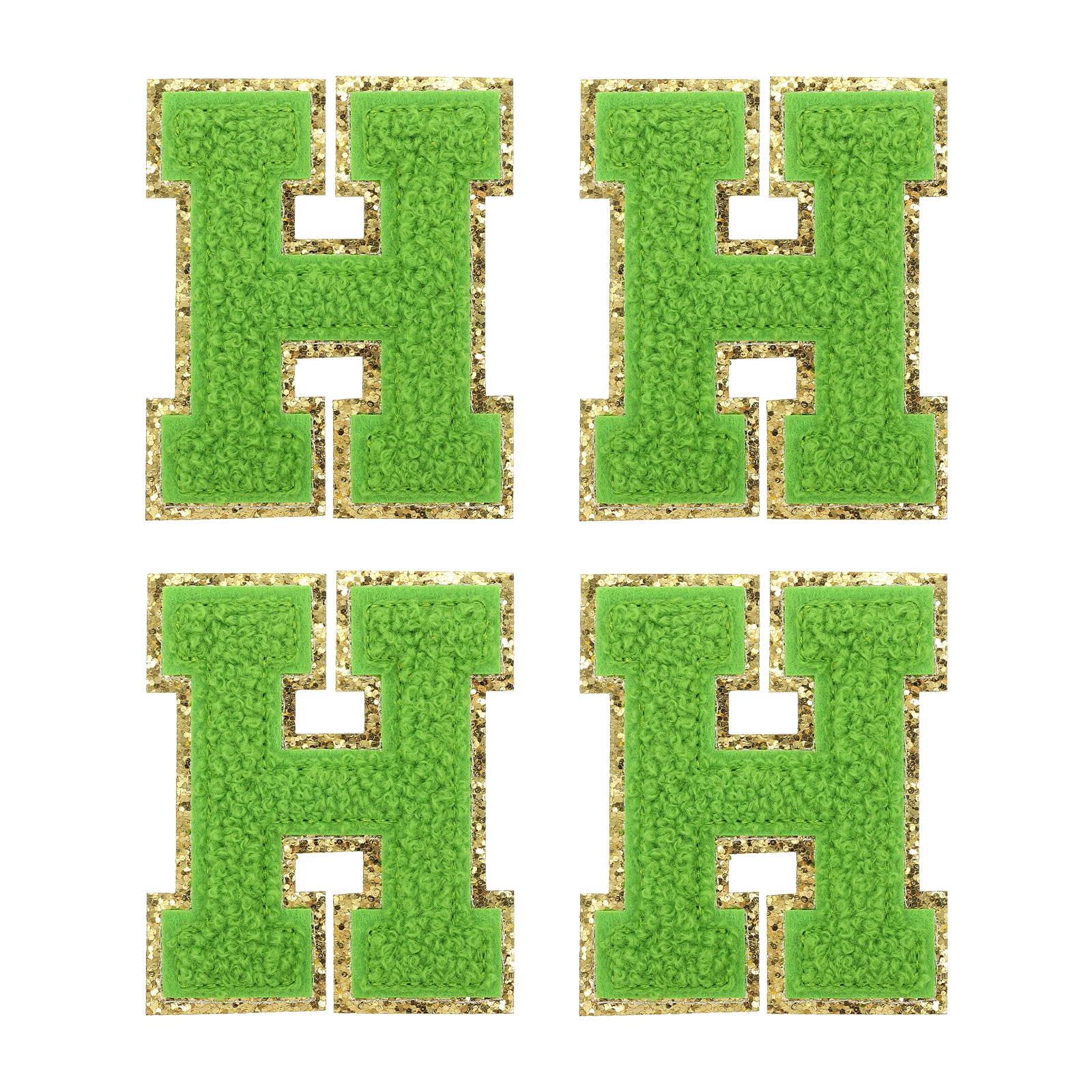 Uxcell 4Pcs Chenille Letter Patches Iron on Letter Patches Green H ...