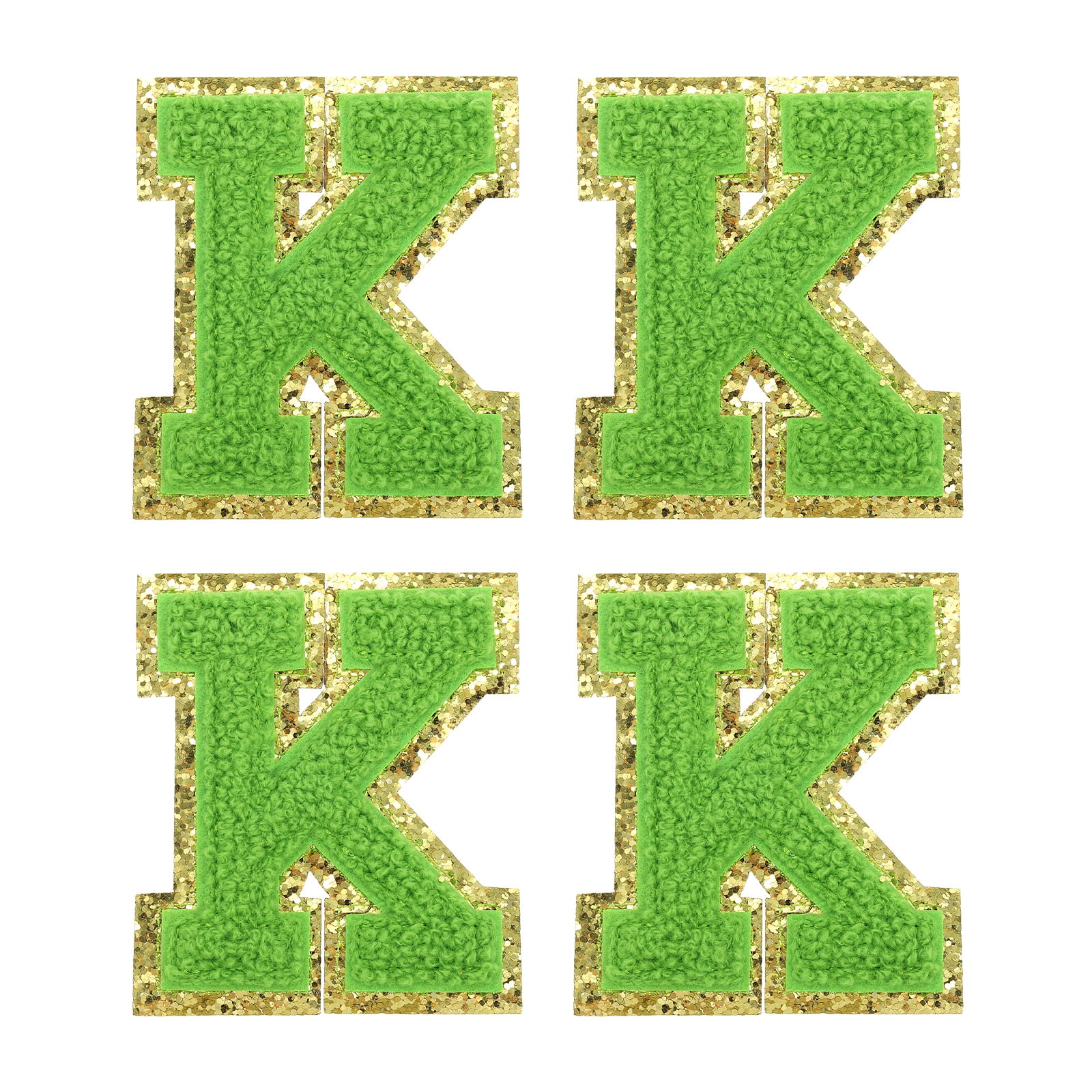 Uxcell 4Pcs Chenille Letter Patches Iron on Letter Patches Green K ...