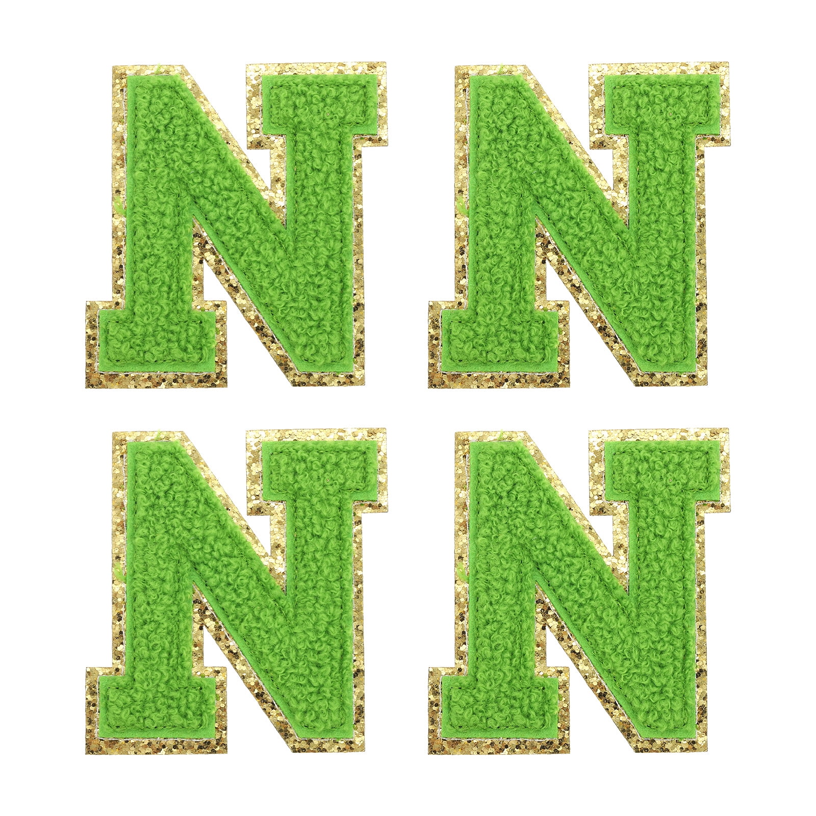 Uxcell 4Pcs Chenille Letter Patches Iron on Letter Patches Green N ...