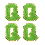 Uxcell 4Pcs Chenille Letter Patches Iron on Letter Patches Green Q ...
