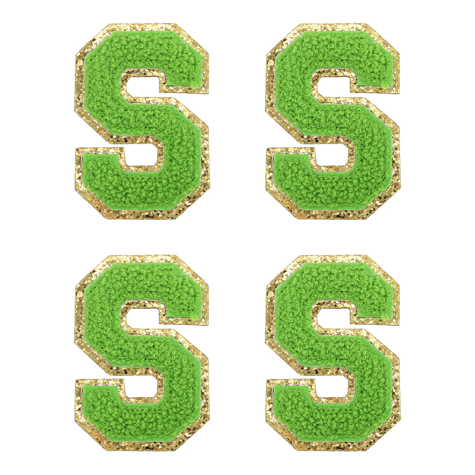 Uxcell 4Pcs Chenille Letter Patches Iron on Letter Patches Green S ...