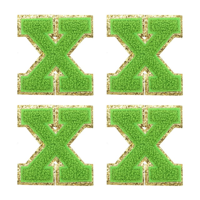 Uxcell 4Pcs Chenille Letter Patches Iron on Letter Patches Green x ...