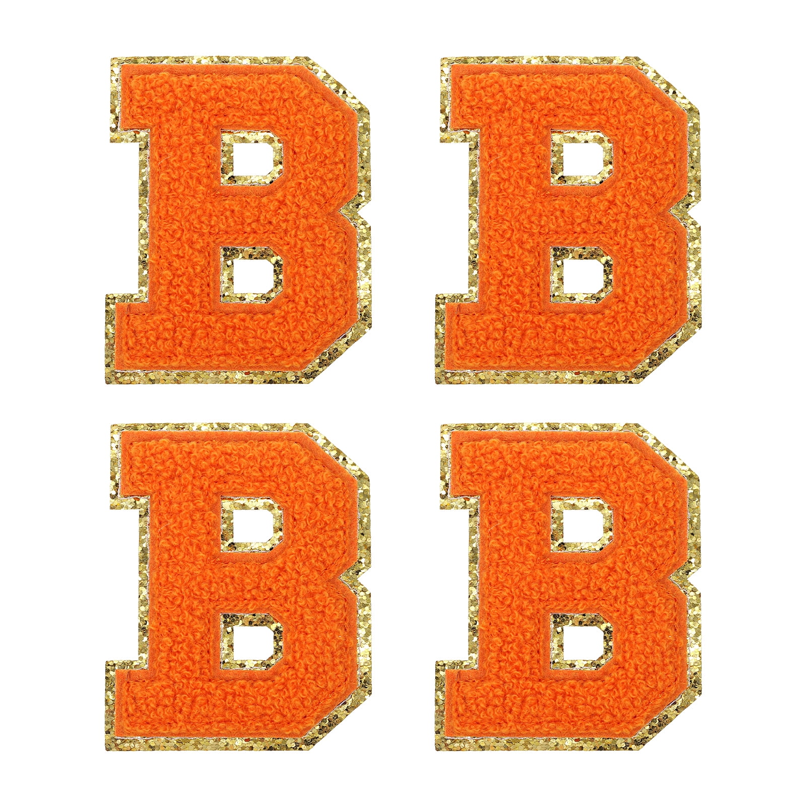 Uxcell 4Pcs Chenille Letter Patches Iron on Letter Patches Orange B ...