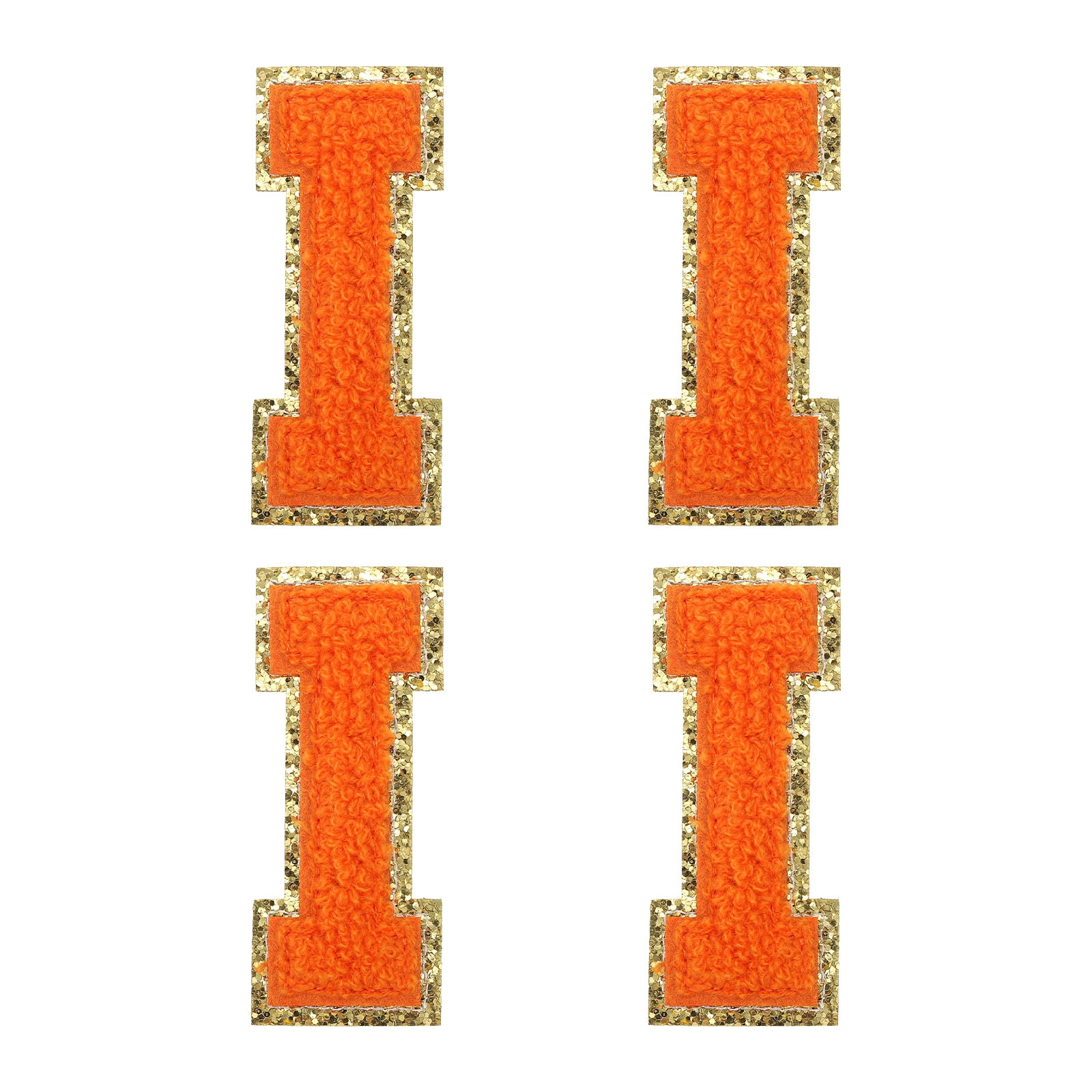 Uxcell 4Pcs Chenille Letter Patches Iron on Letter Patches Orange I ...
