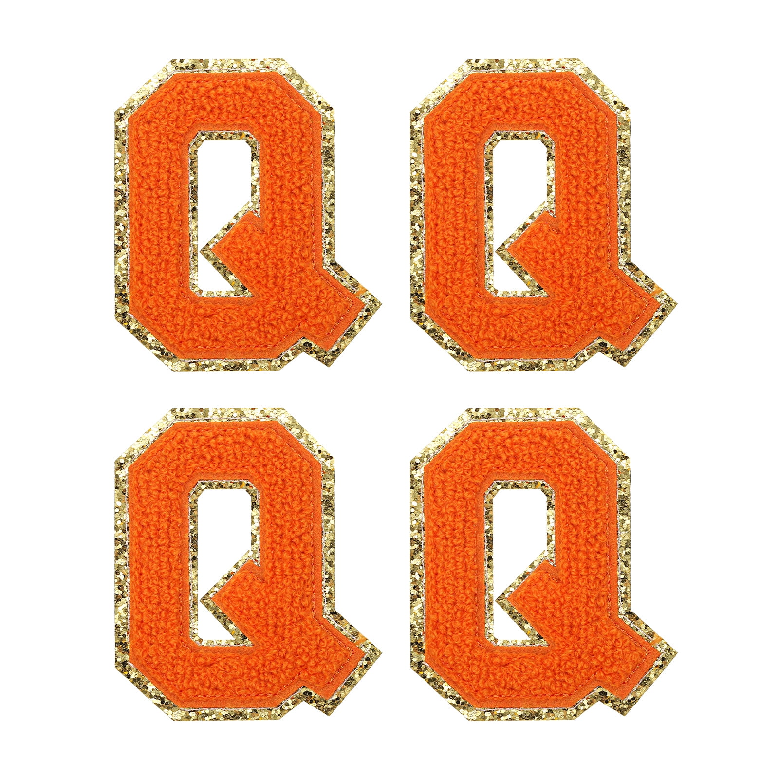 Uxcell 4Pcs Chenille Letter Patches Iron on Letter Patches Orange Q ...