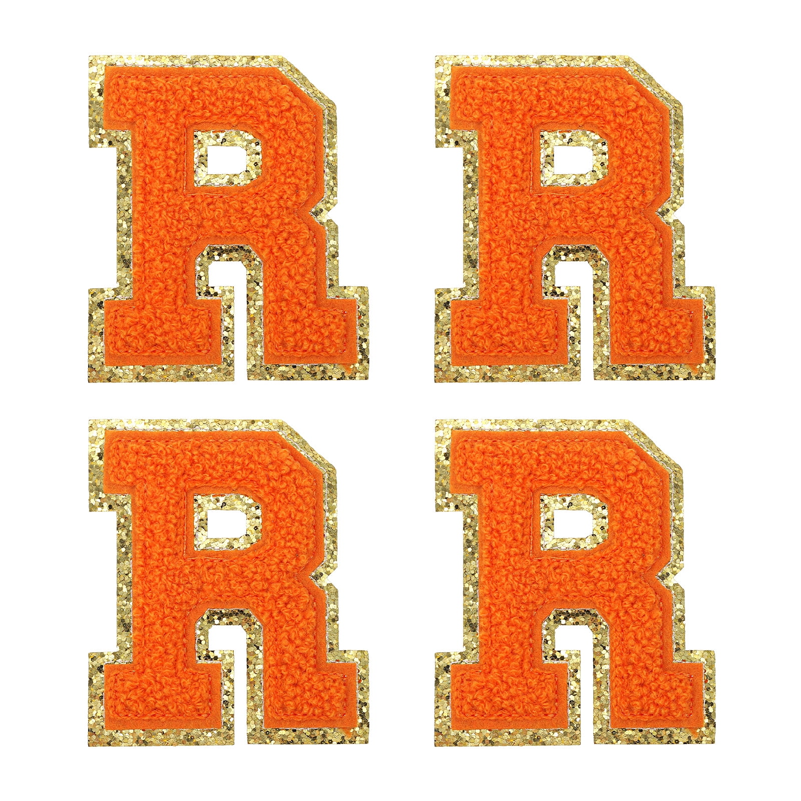 Uxcell 4Pcs Chenille Letter Patches Iron on Letter Patches Orange R ...