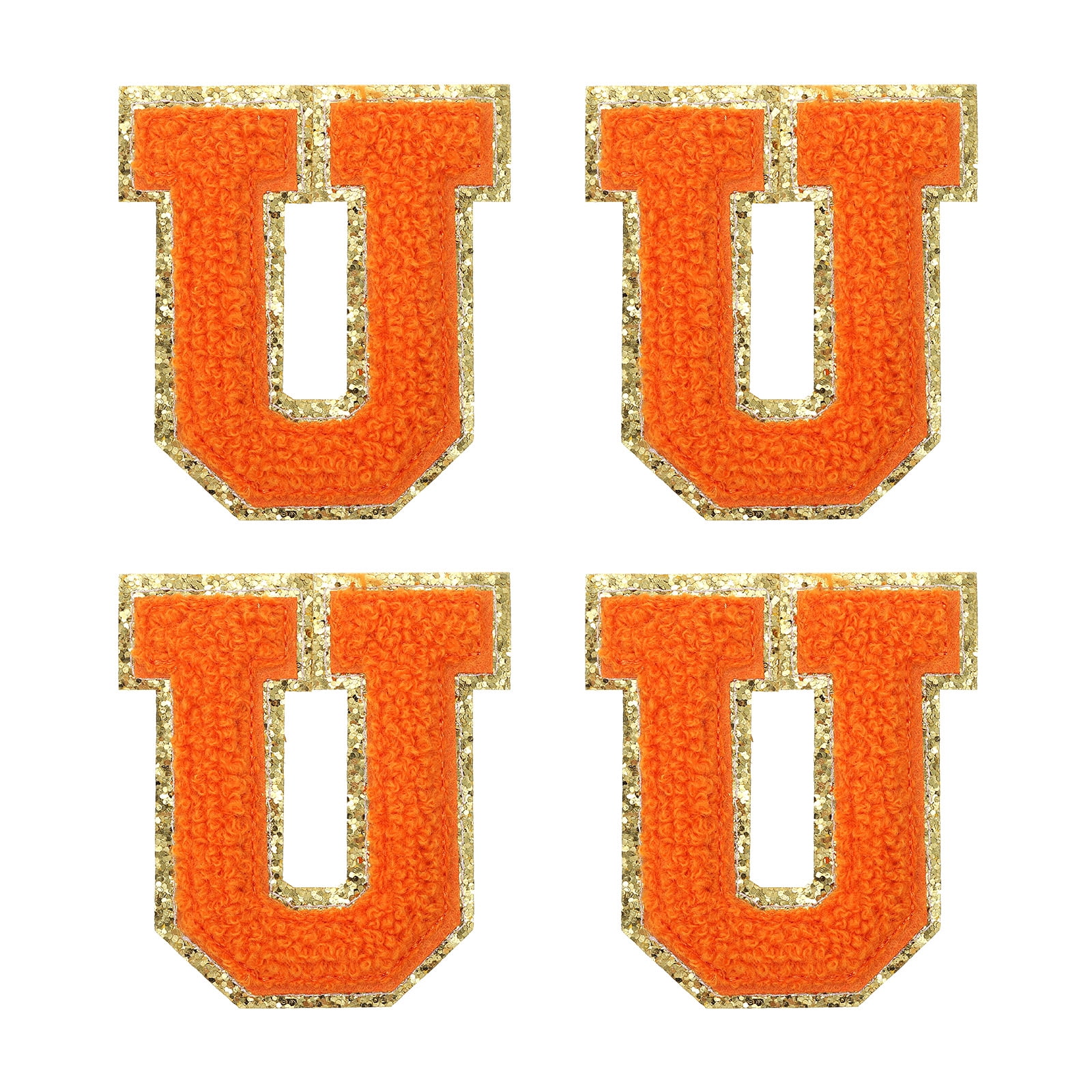 Uxcell 4Pcs Chenille Letter Patches Iron on Letter Patches Orange U ...