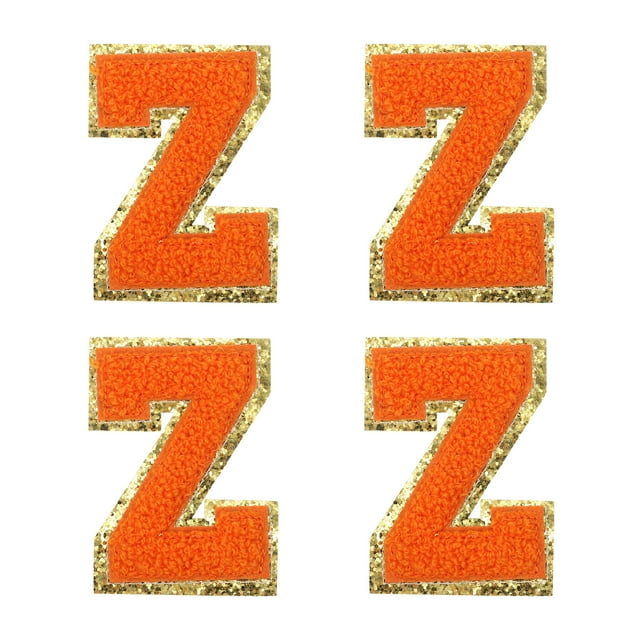 Uxcell 4Pcs Chenille Letter Patches Iron on Letter Patches Orange Z ...