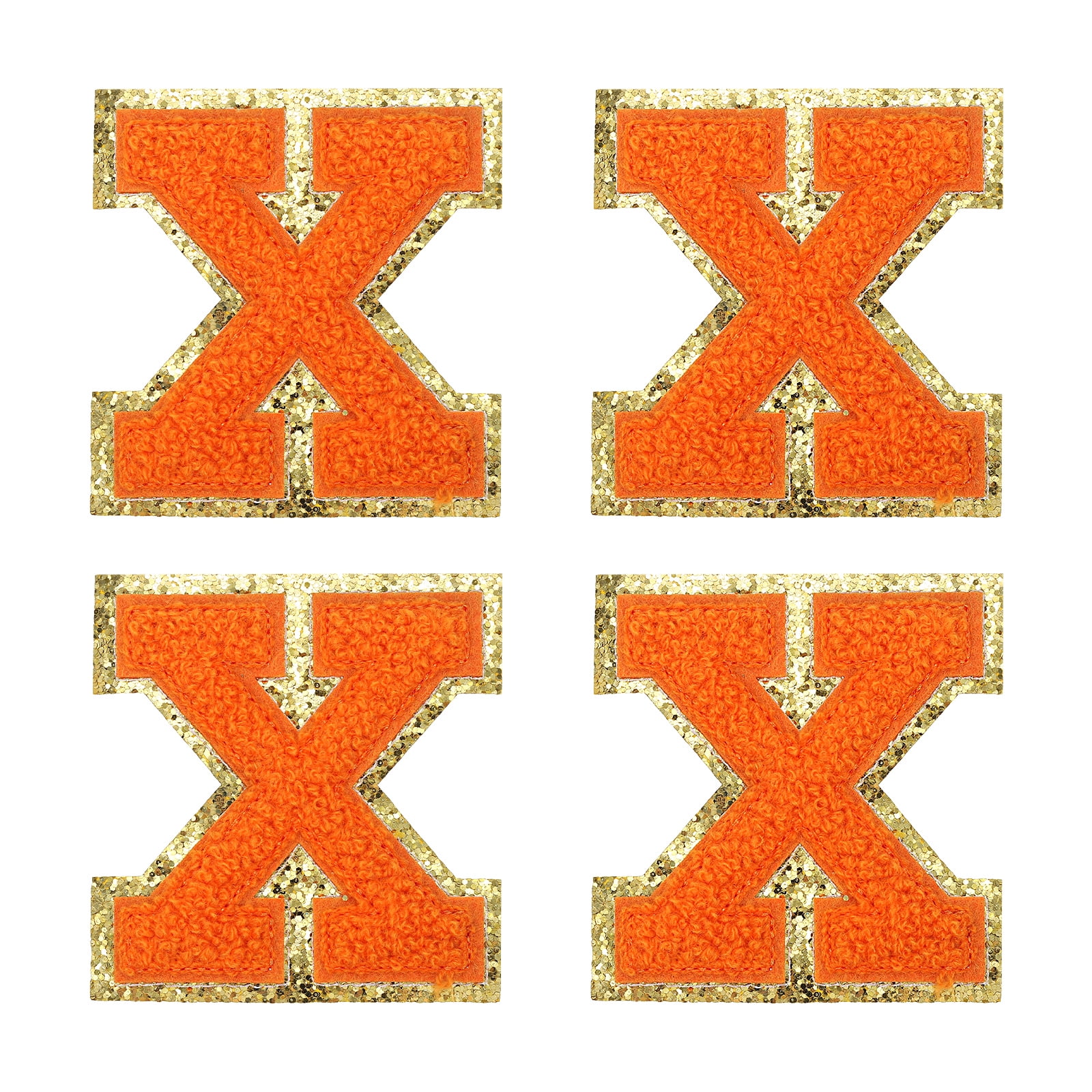 Uxcell 4Pcs Chenille Letter Patches Iron on Letter Patches Orange x ...