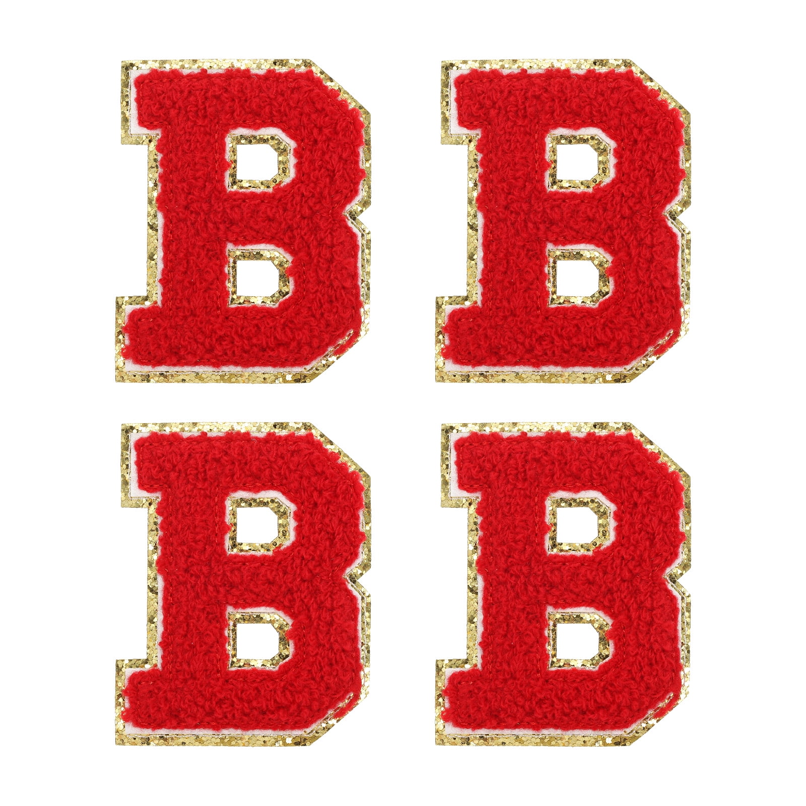 Uxcell 4Pcs Chenille Letter Patches Iron on Letter Patches Red B ...