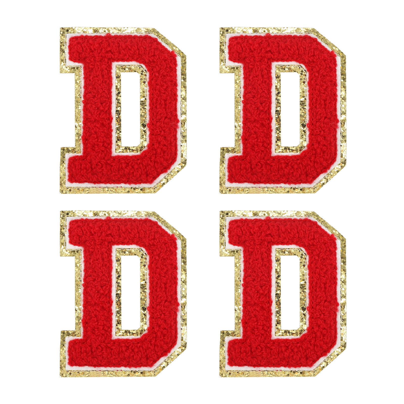 Uxcell 4Pcs Chenille Letter Patches Iron on Letter Patches Red D ...