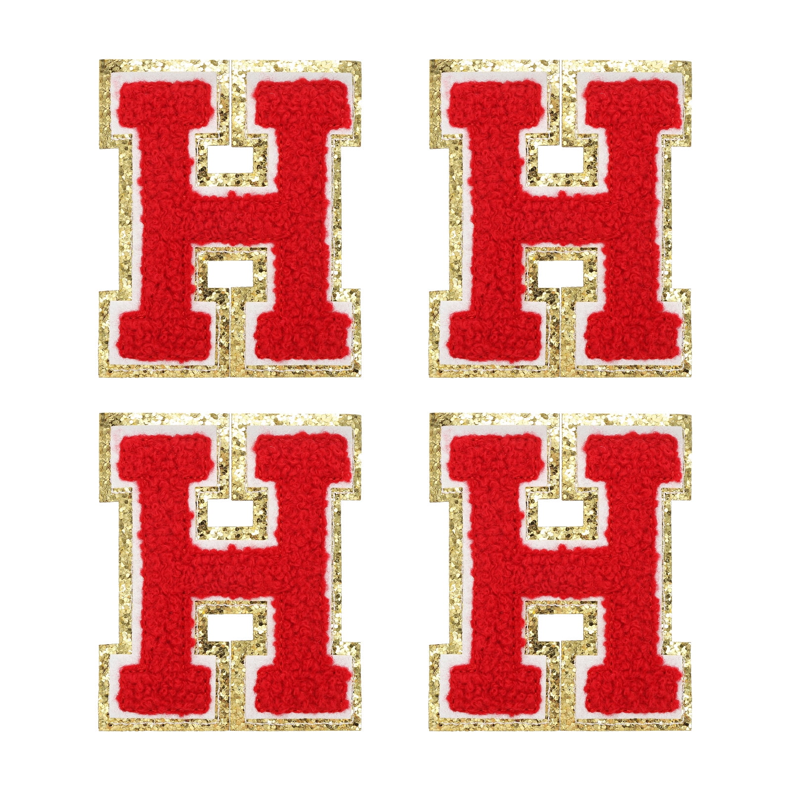 Uxcell 4Pcs Chenille Letter Patches Iron on Letter Patches Red H ...