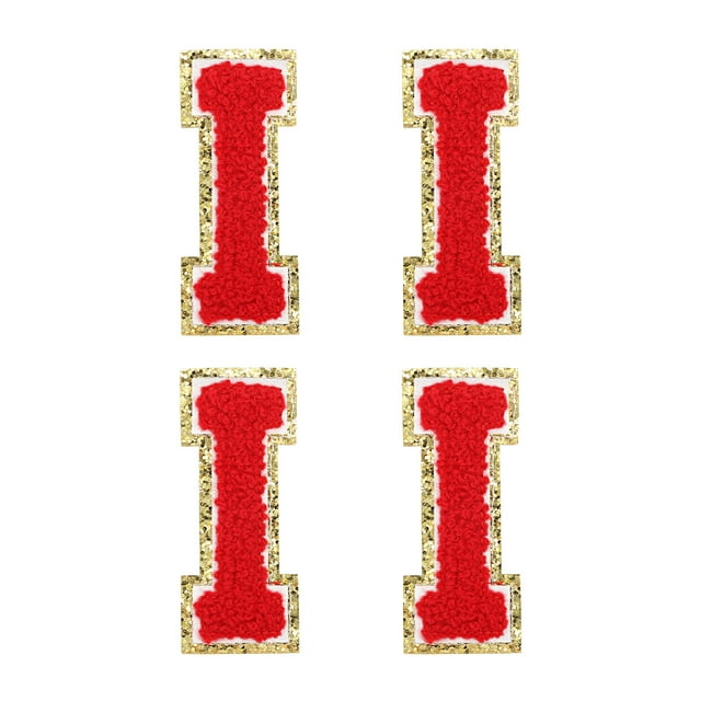 Uxcell 4Pcs Chenille Letter Patches Iron on Letter Patches Red I ...