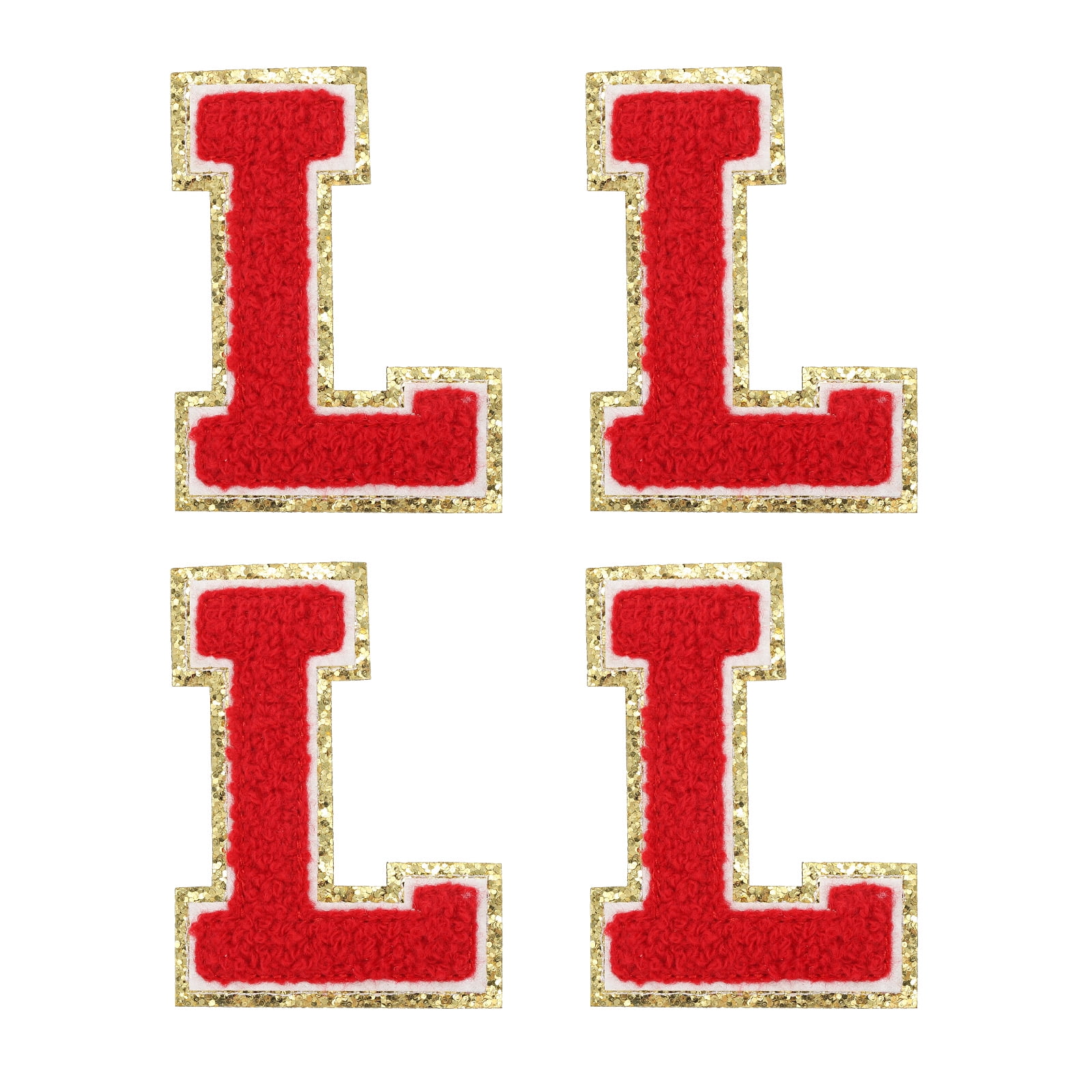 Uxcell 4Pcs Chenille Letter Patches Iron on Letter Patches Red L ...