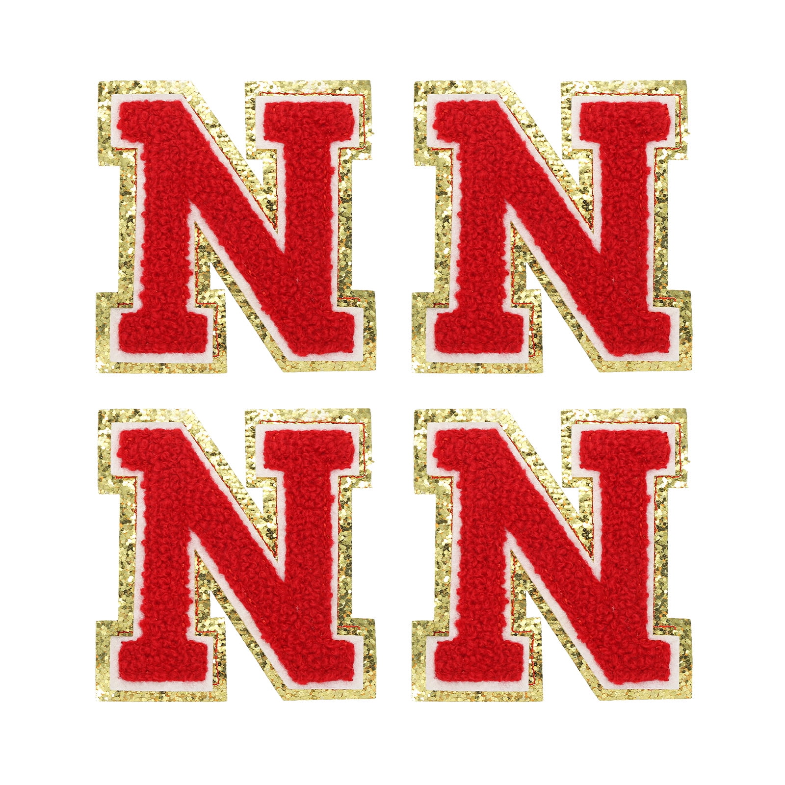 Uxcell 4Pcs Chenille Letter Patches Iron on Letter Patches Red N ...