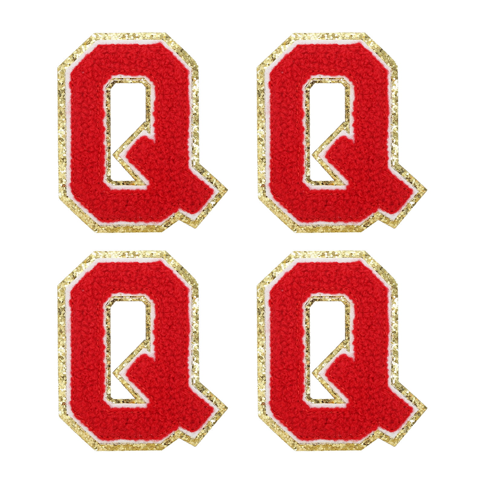 Uxcell 4Pcs Chenille Letter Patches Iron on Letter Patches Red Q ...