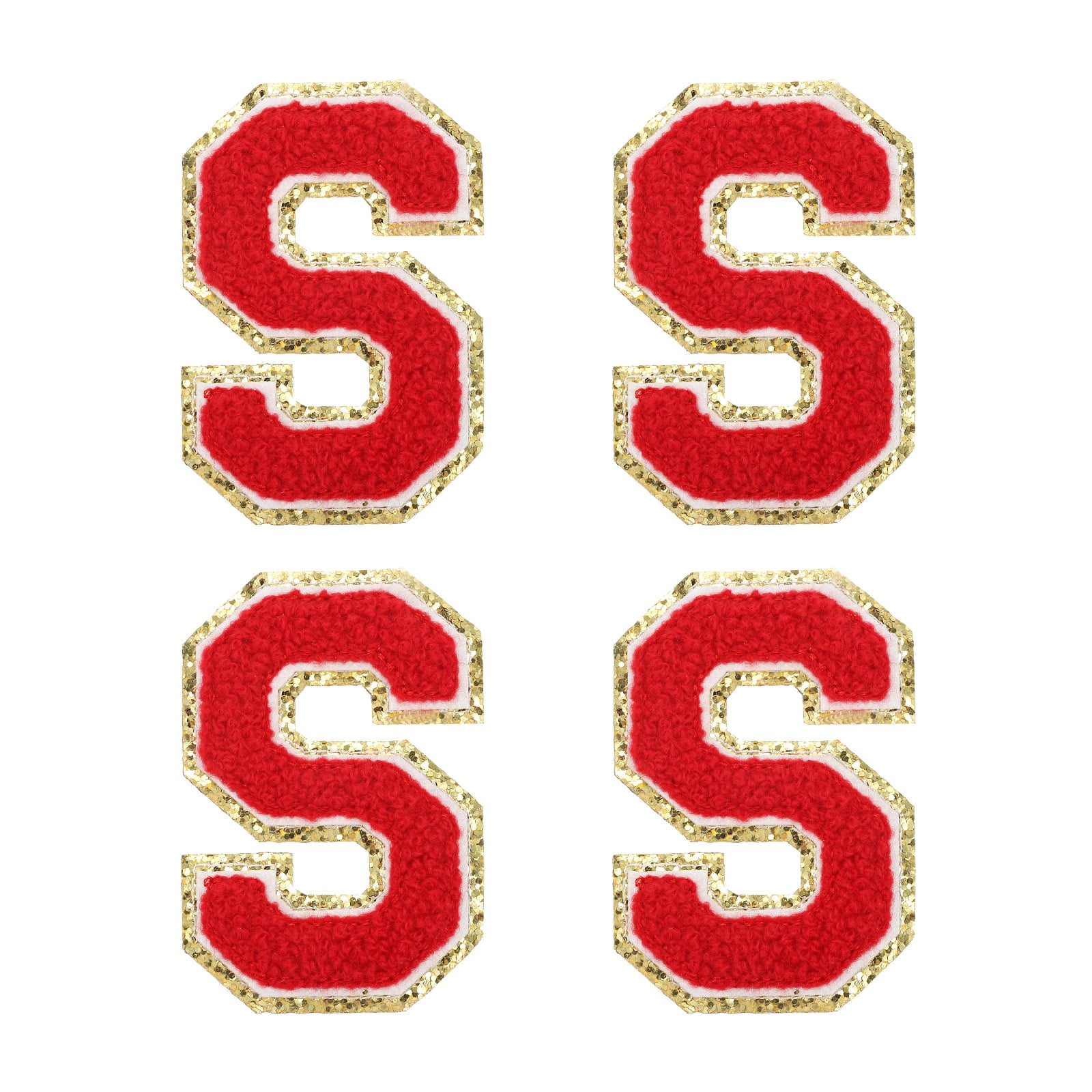 Uxcell 4Pcs Chenille Letter Patches Iron on Letter Patches Red S ...