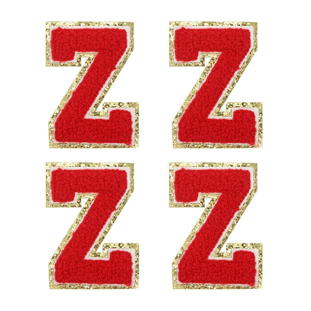 Uxcell 4Pcs Chenille Letter Patches Iron on Letter Patches Red Z ...