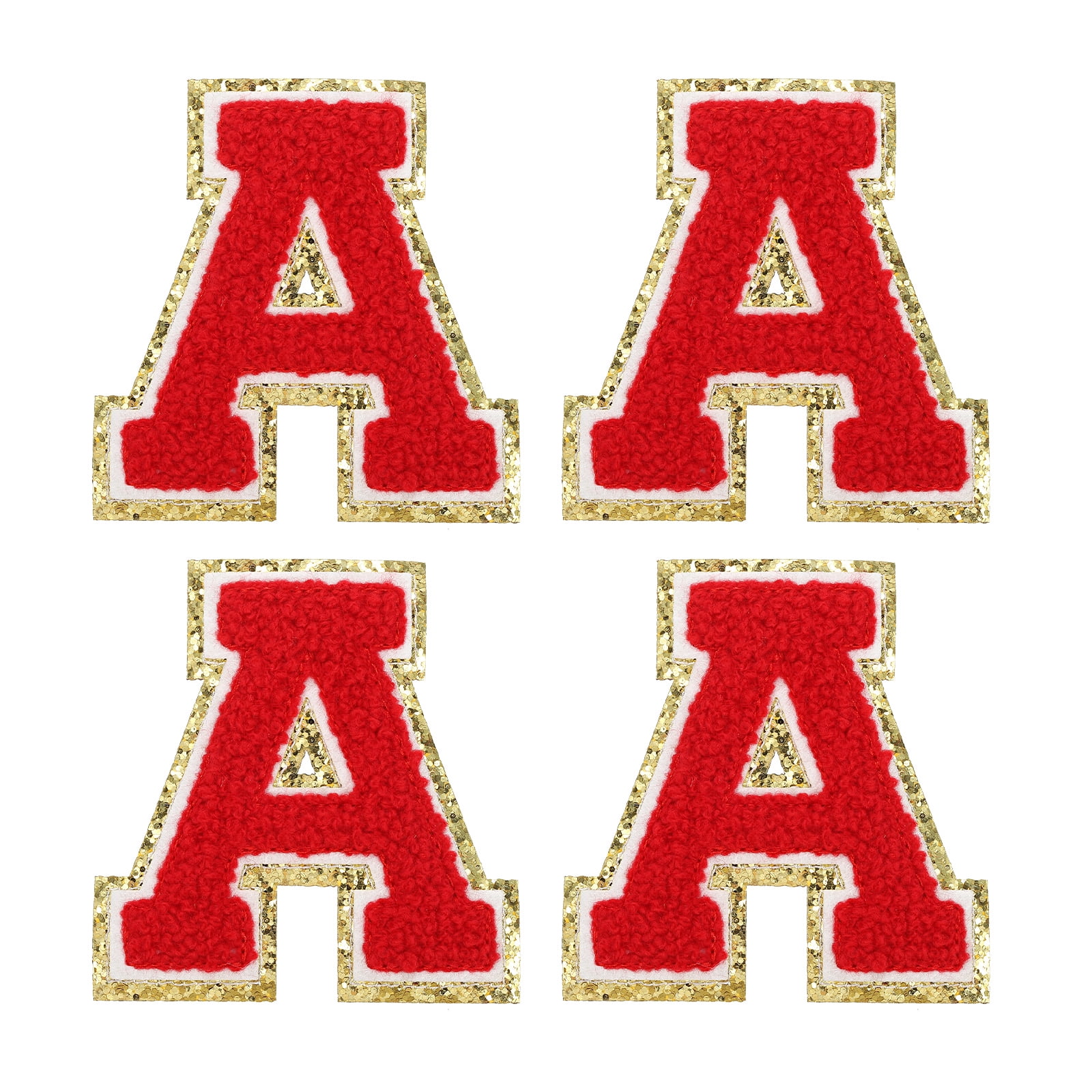 Uxcell 4Pcs Chenille Letter Patches Iron on Letter Patches Red a ...