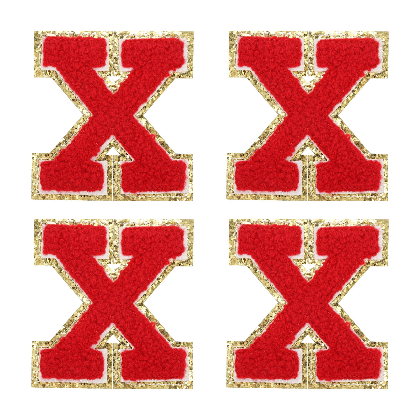 Uxcell 4Pcs Chenille Letter Patches Iron on Letter Patches Red x ...