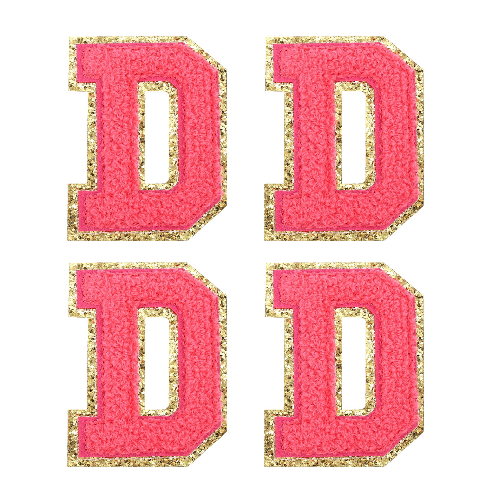 Uxcell 4Pcs Chenille Letter Patches Iron on Letter Patches Rose Red D ...