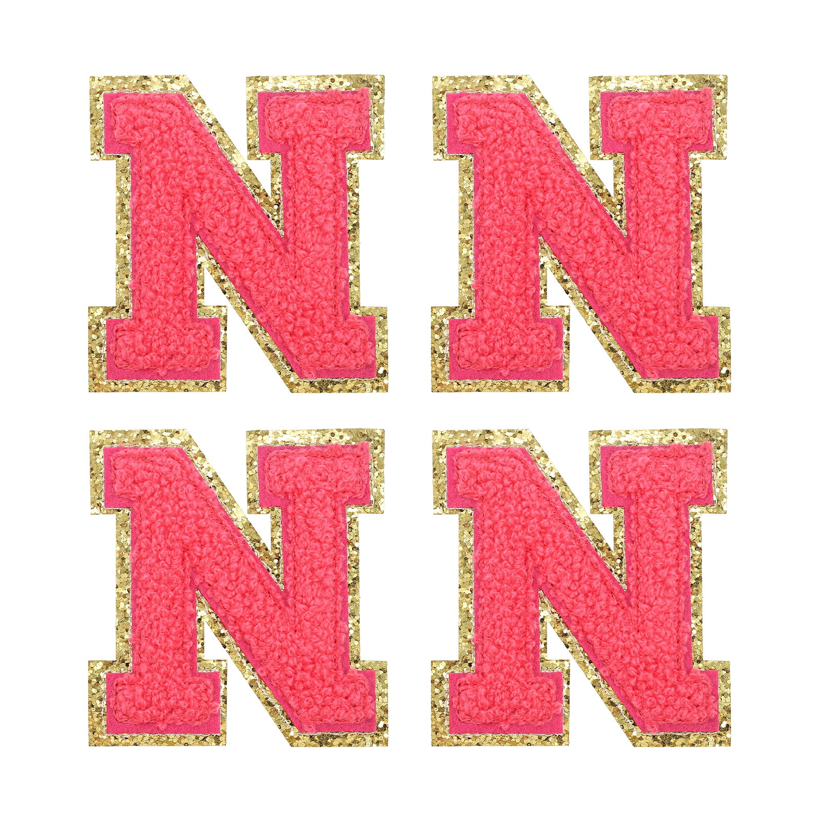 Uxcell 4Pcs Chenille Letter Patches Iron on Letter Patches Rose Red N ...