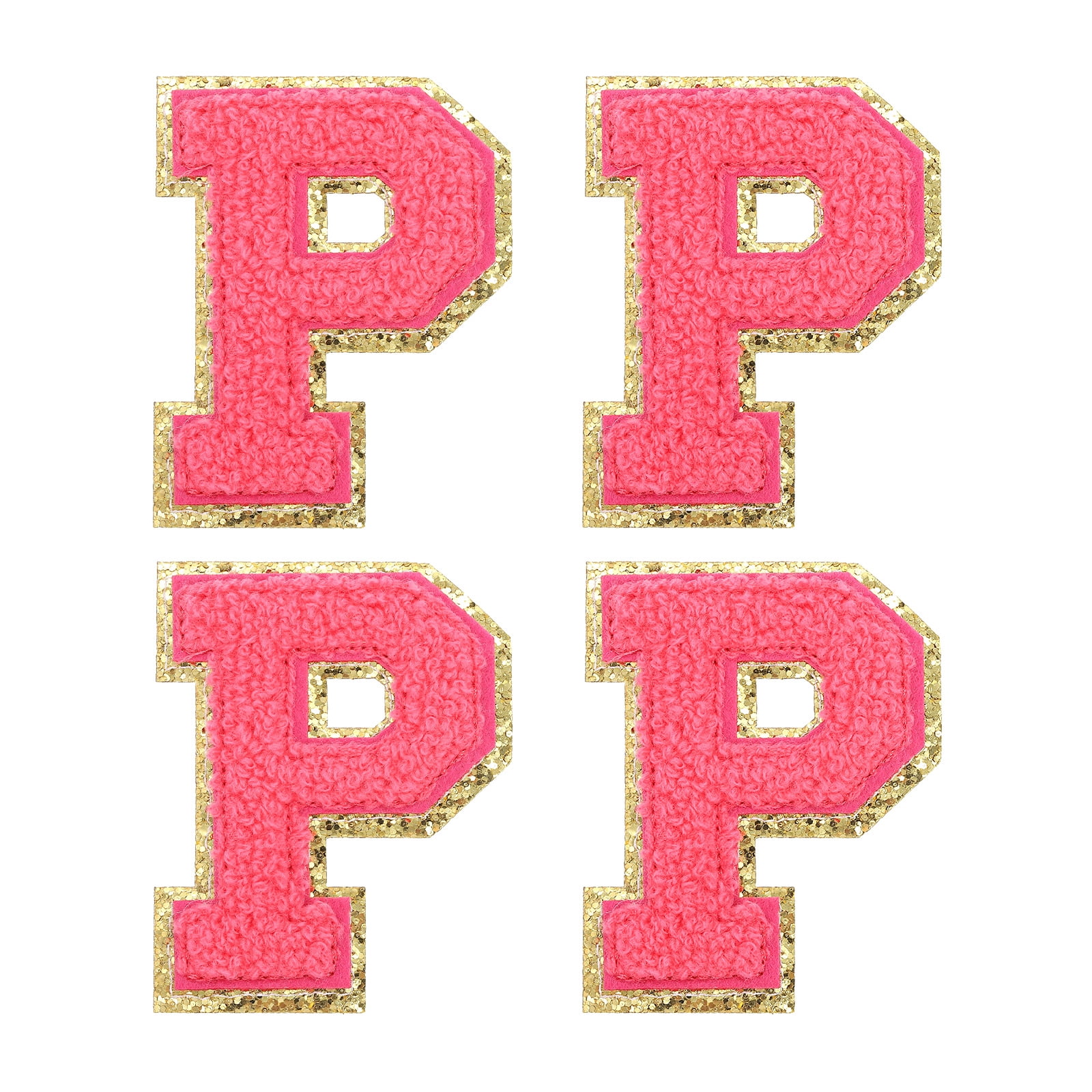 Uxcell 4Pcs Chenille Letter Patches Iron on Letter Patches Rose Red P ...