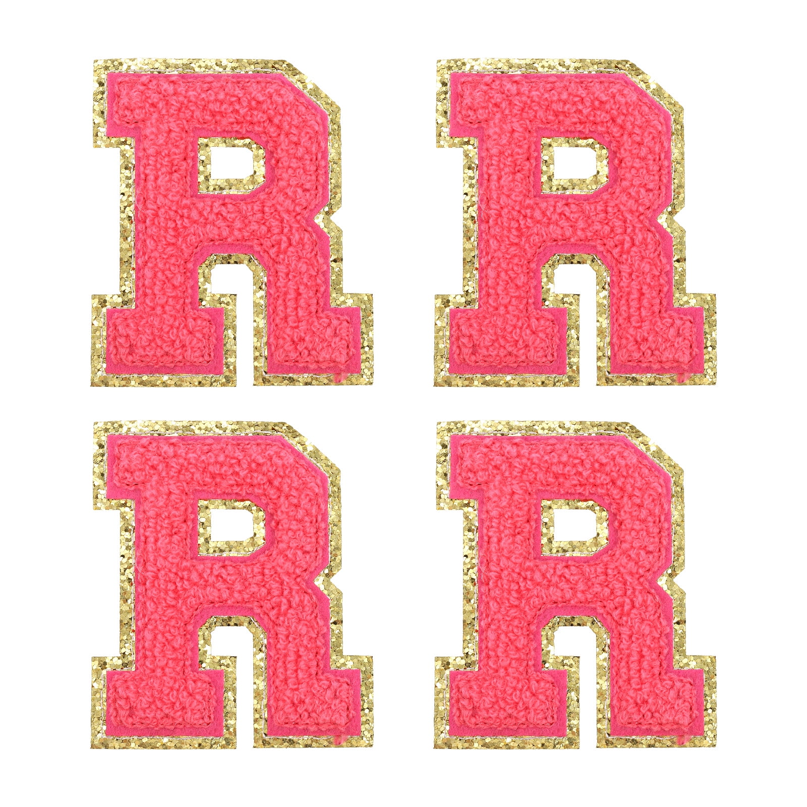 Uxcell 4Pcs Chenille Letter Patches Iron on Letter Patches Rose Red R ...