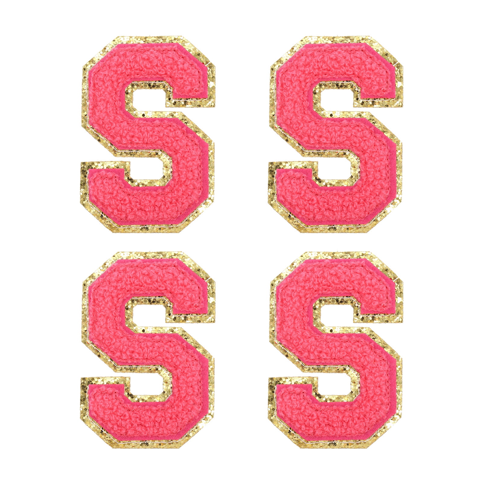 Uxcell 4Pcs Chenille Letter Patches Iron on Letter Patches Rose Red S ...