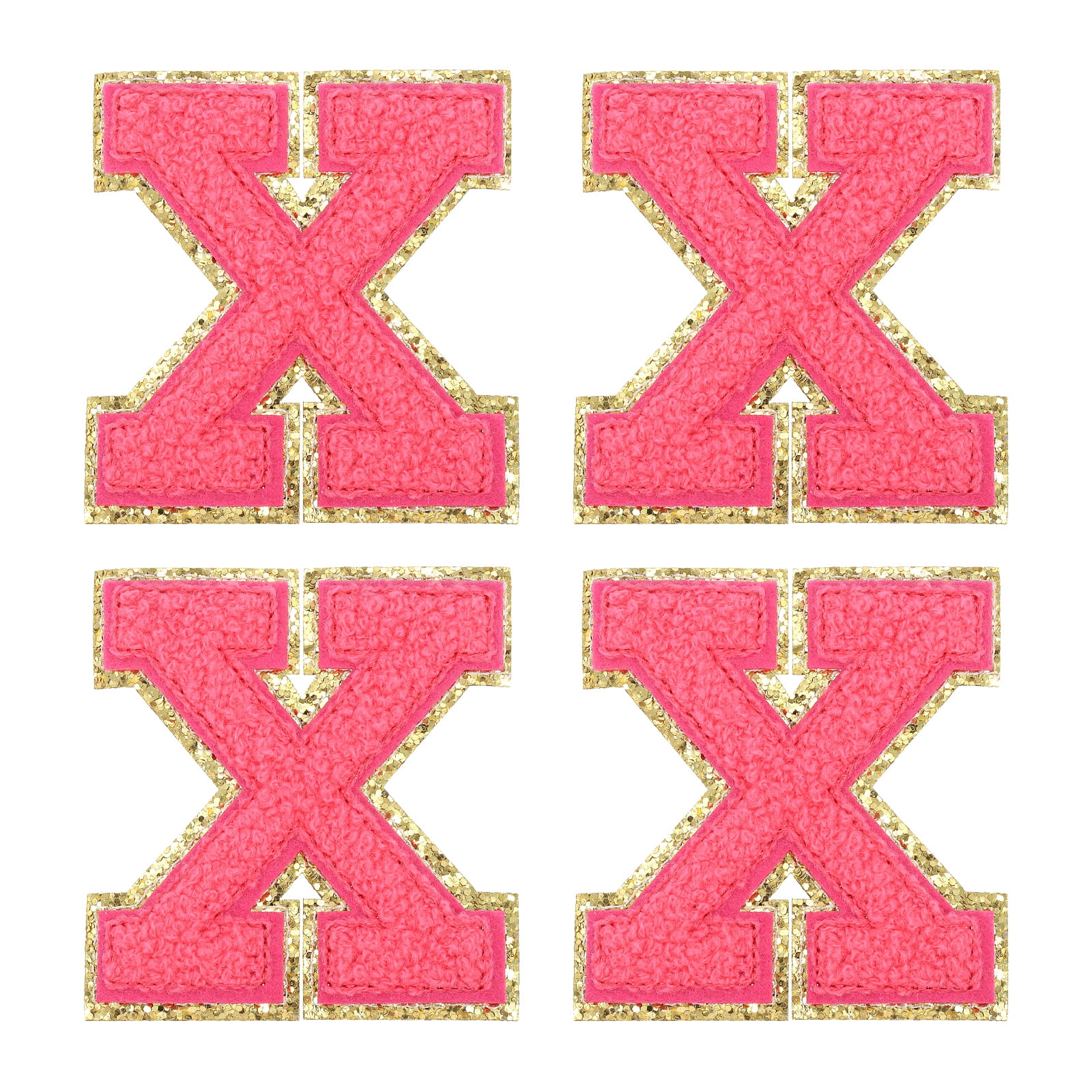 Uxcell 4Pcs Chenille Letter Patches Iron on Letter Patches Rose Red x ...