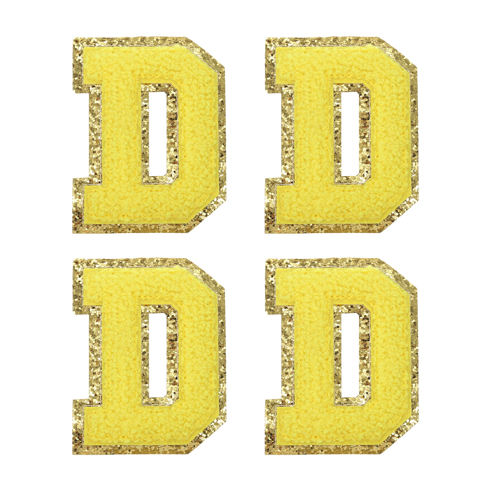 Uxcell 4Pcs Chenille Letter Patches Iron on Letter Patches Yellow D ...