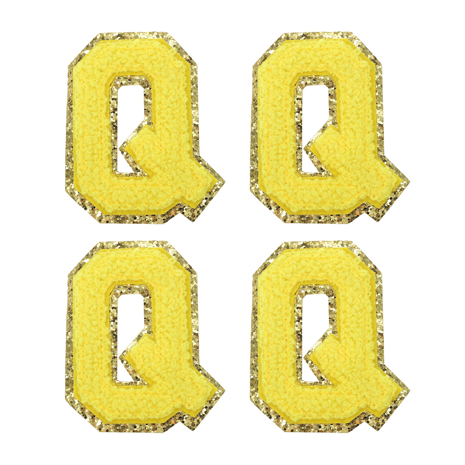 Uxcell 4Pcs Chenille Letter Patches Iron on Letter Patches Yellow Q ...