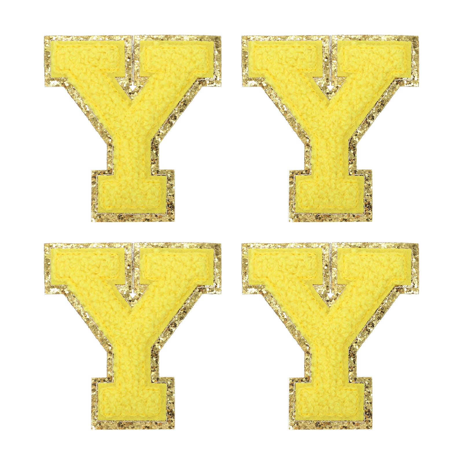 Uxcell 4Pcs Chenille Letter Patches Iron on Letter Patches Yellow Y ...