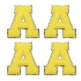 Uxcell 4Pcs Chenille Letter Patches Iron on Letter Patches Yellow a ...