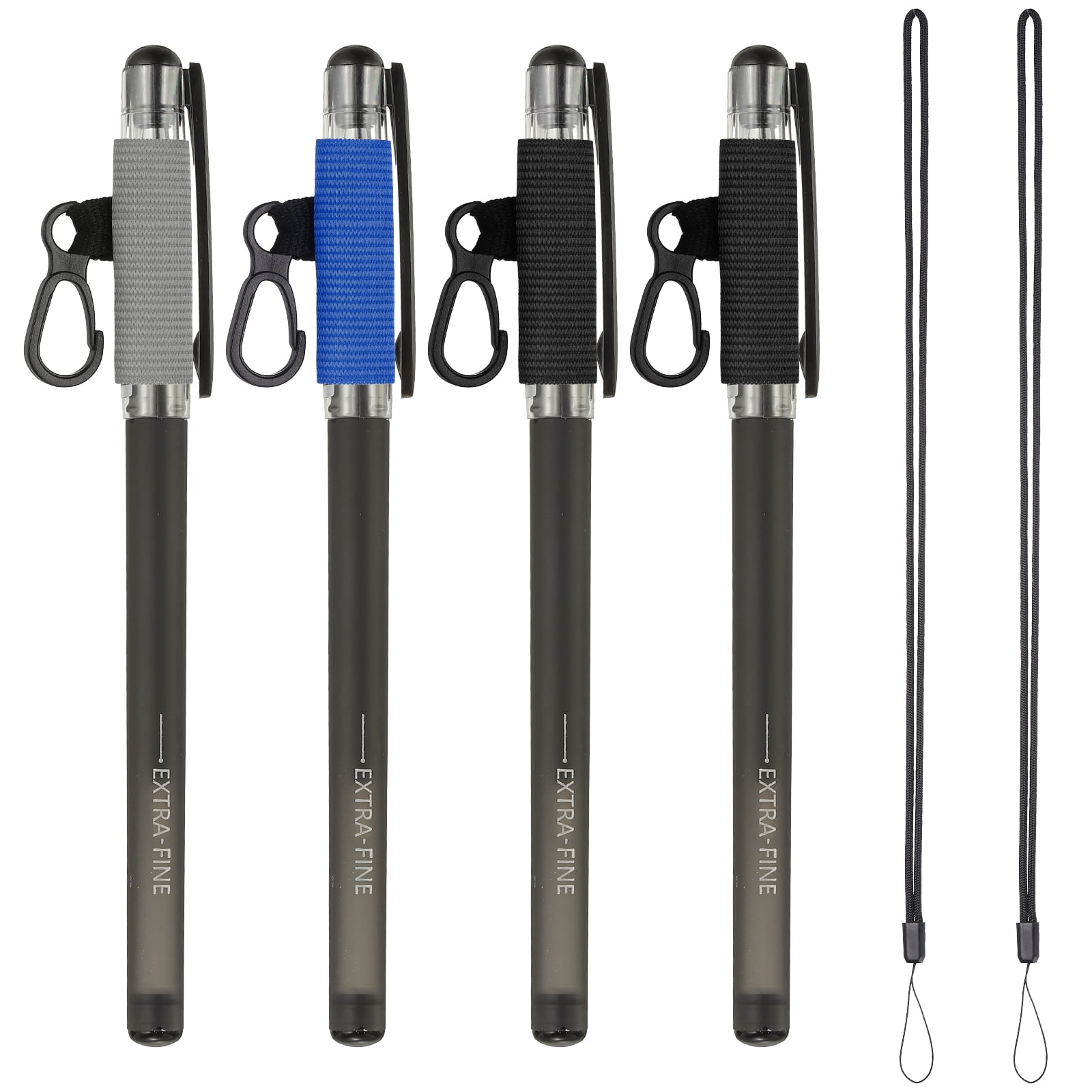 Uxcell 4Pcs Elastic Pen Holder with 2 Adjustable Silicone Lanyards ...