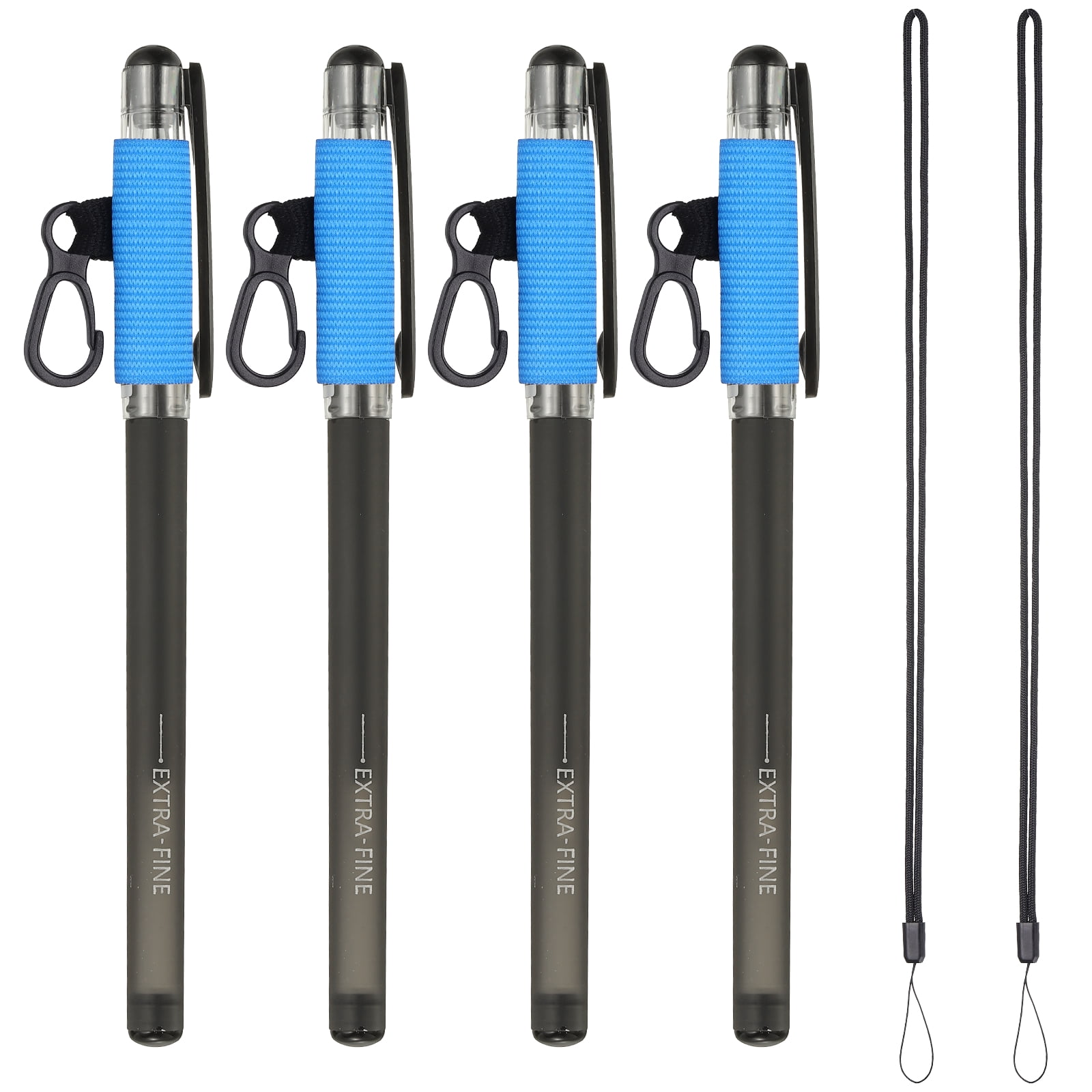 Uxcell 4Pcs Elastic Pen Holder with 2 Adjustable Silicone Lanyards ...