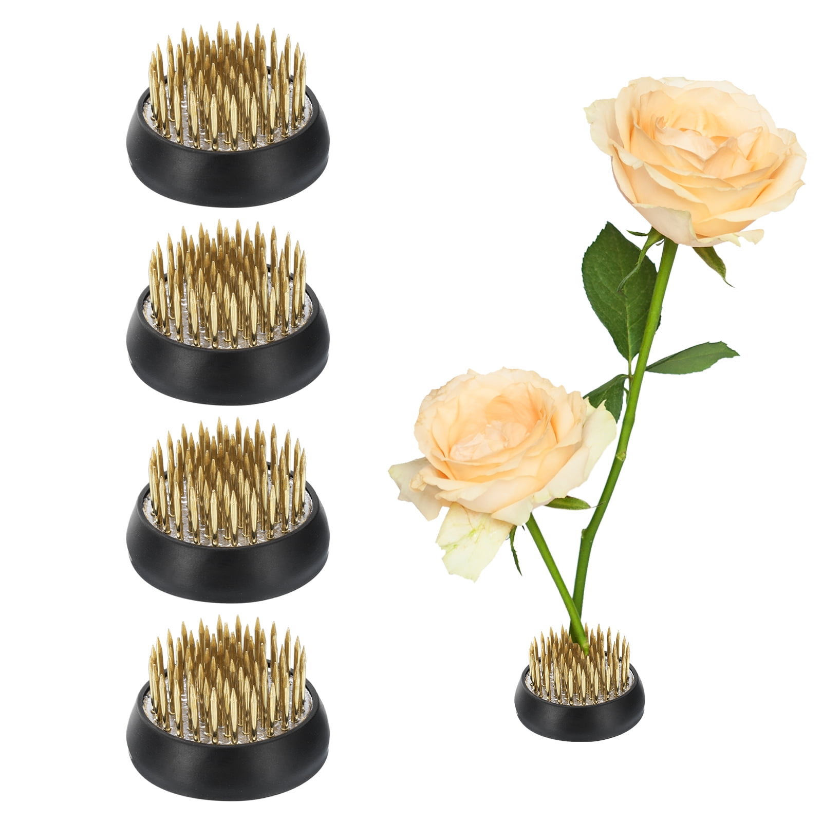 Uxcell 4Pcs Flower Frog, Round Brass Floral Frogs, Flower Arranger Fixed Tool Pin Frog (Gold, 1. ...