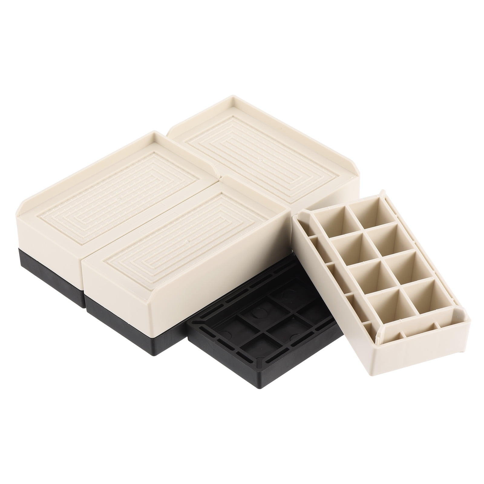 Uxcell 4Pcs Rectangle Bed Risers, 1.6" L-Side Heavy Duty Adjustable ...