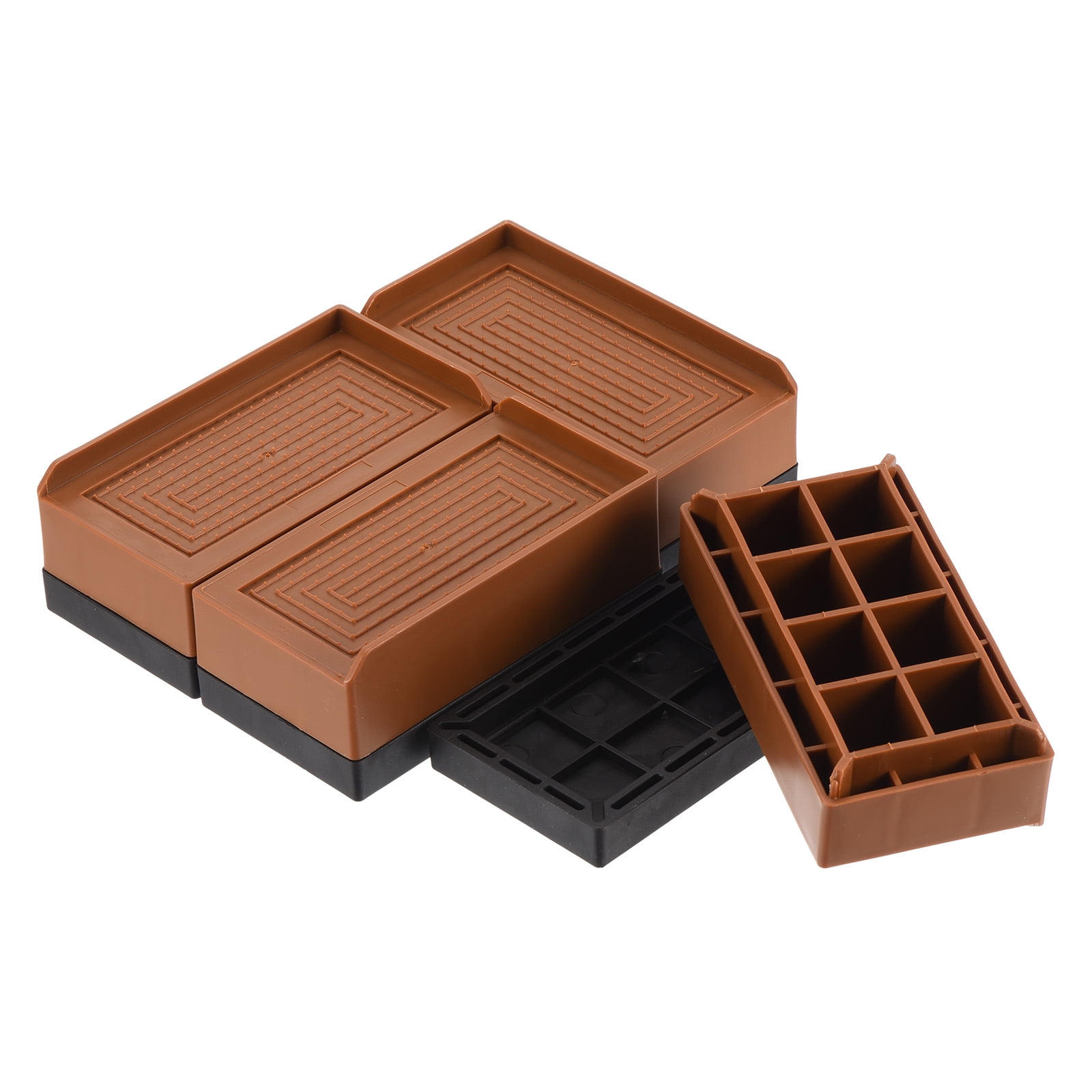 Uxcell 4Pcs Rectangle Bed Risers, 1.6" L-Side Heavy Duty Adjustable ...