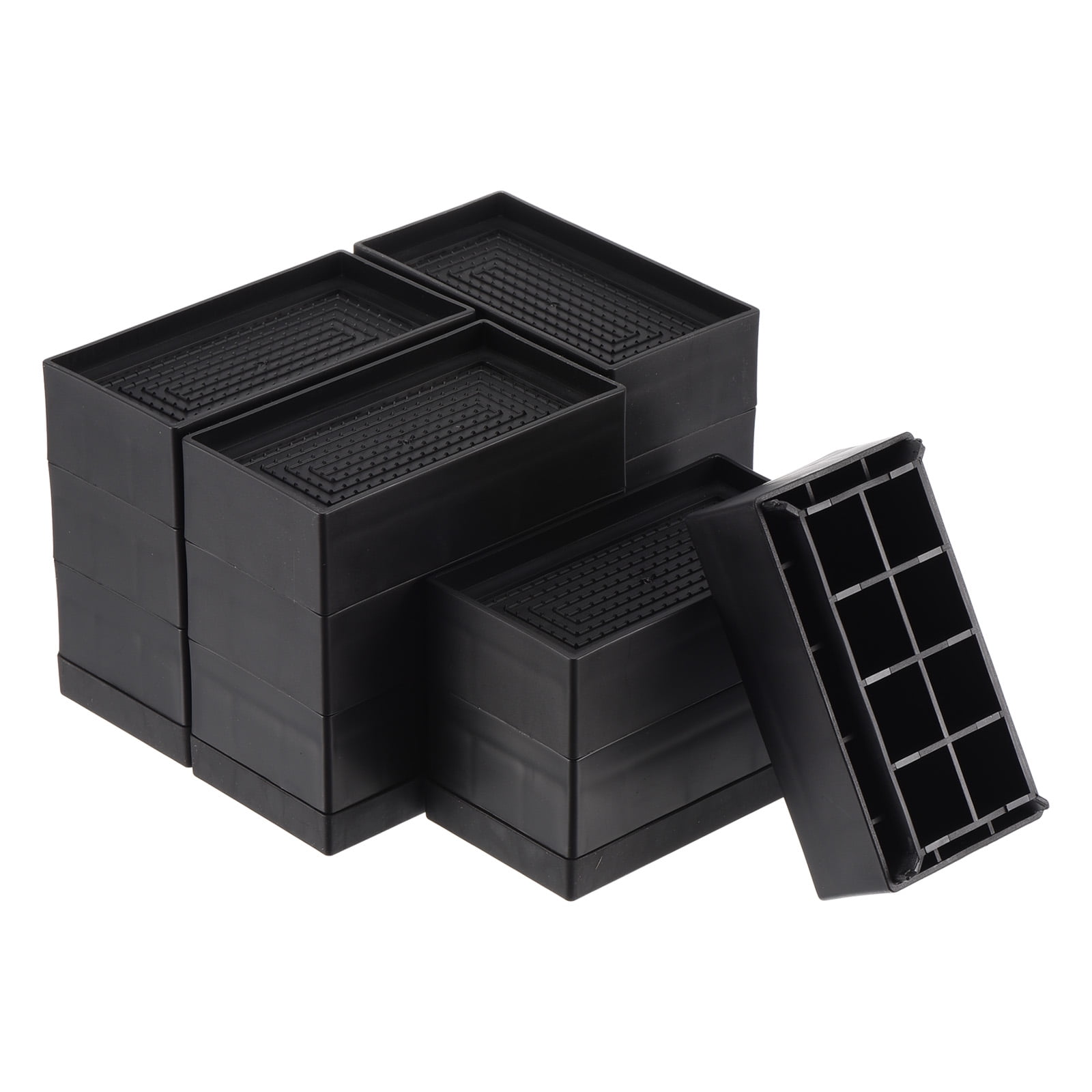 Uxcell 4Pcs Rectangle Bed Risers, 4.33" Frameless Heavy Duty Adjustable ...