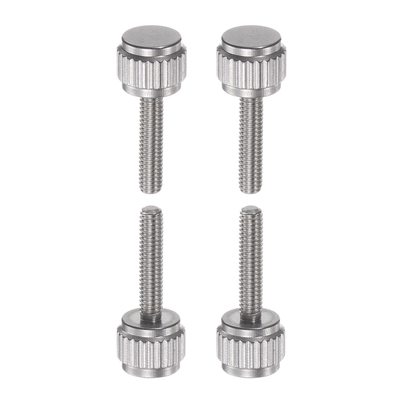 Uxcell 4Pcs Round Flat Head Knurled Thumb M2.5x12mm Hand Clamping Threaded Screws Knob Bolts for ...