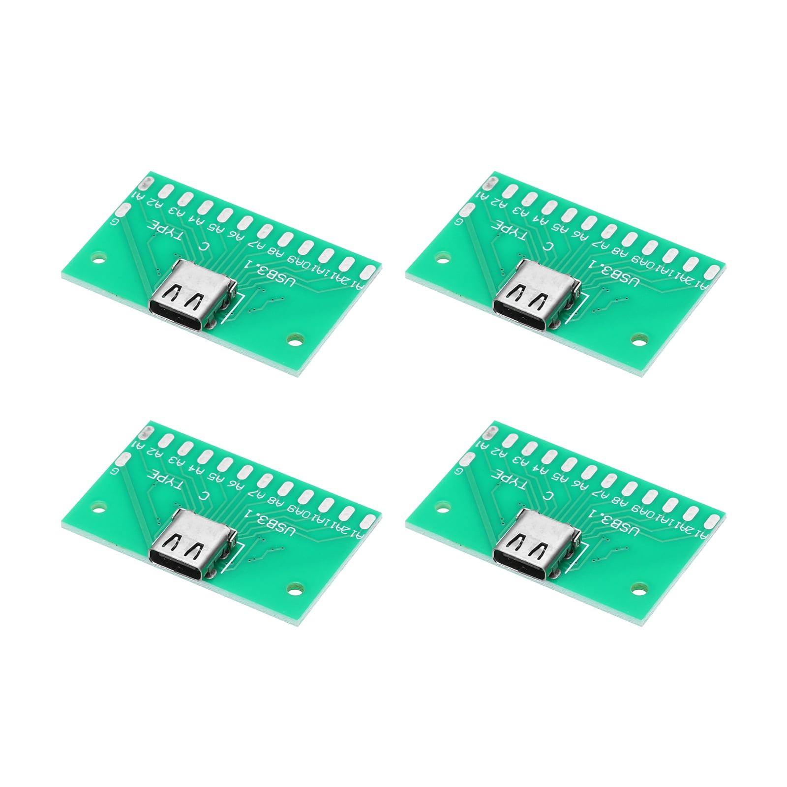 Uxcell 4Pcs Type-C Female Test Board USB 3.1, 1.6x1 inch Green PCB ...