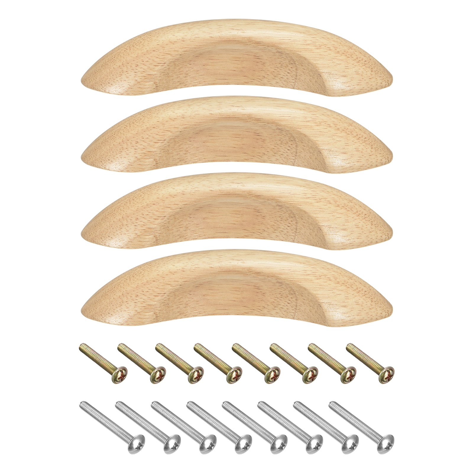 Uxcell 4Pcs Wood Drawer Pulls, 2.52" Hole Distance Solid Wood Pulls 4. ...