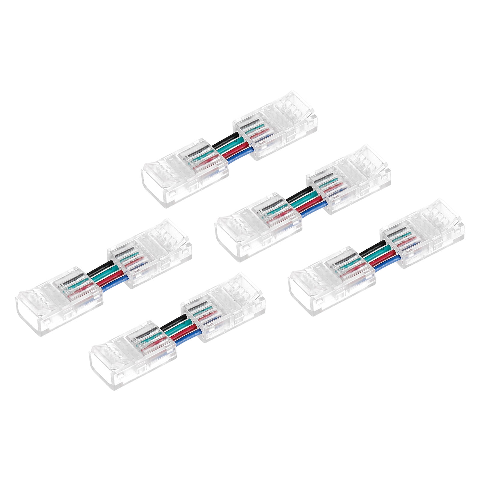 Uxcell 4Pin RGB LED Strip Connectors, 10mm Solderless Adapter for 5050 ...